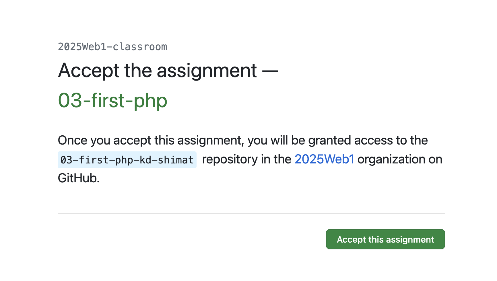 GitHub Classroomからclone用URLを取得 · 03-first-php